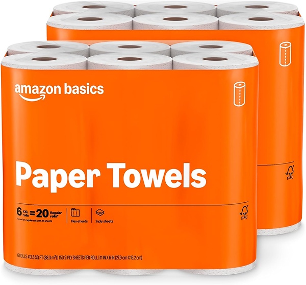 Prime Day Deal on Amazon Basics 2-Ply Flex-Sheets Paper Towels, 12 ...