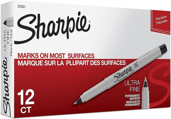 Amazon Deal on Sharpie Permanent Ultra Fine Tip Markers Set, Black, Quick Drying, 12 Count