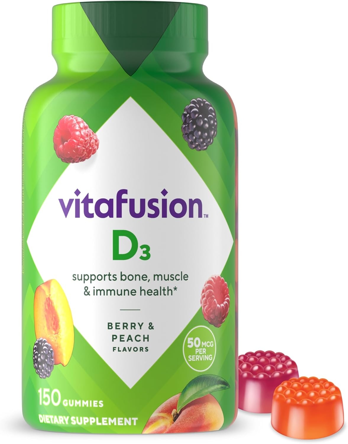 Amazon Deal on Vitafusion Vitamin D3 Gummy Vitamins, Peach, Blackberry ...