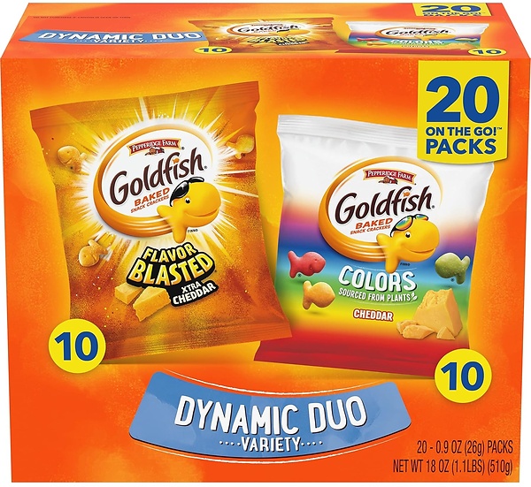 Amazon Deal on Goldfish Dynamic Duo Variety Pack, Cheddar & Flavor ...