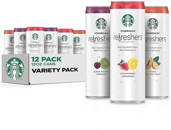 Amazon Deal on Starbucks Refreshers, 3 Flavor Variety Pack (Peach ...