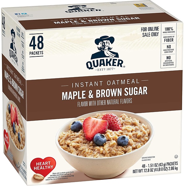Amazon Deal on Quaker Instant Oatmeal, Maple & Brown Sugar, Individual ...