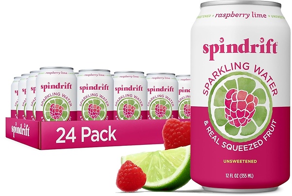 Amazon Deal on Spindrift Sparkling Water, Raspberry Lime, 9 Cal, 12 oz Cans, 24 Pack