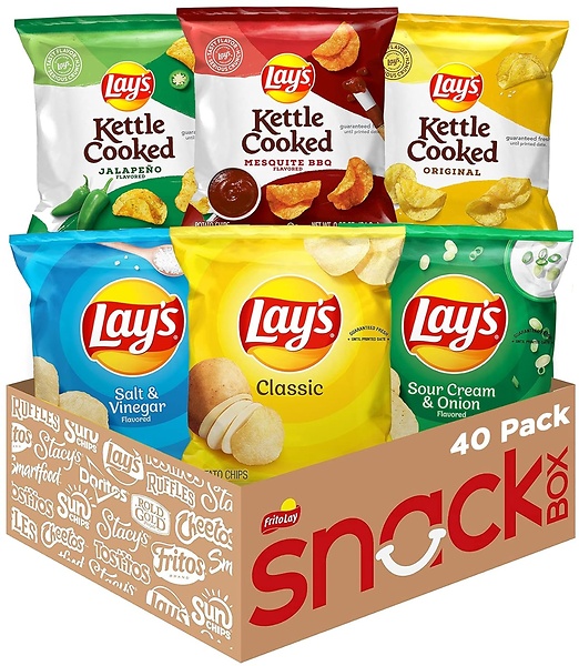 Amazon Deal on Lay's Potato Chips, Regular & Kettle Variety Pack, (Pack ...