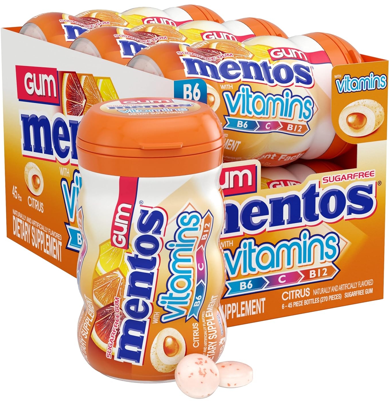 Amazon Deal on Mentos Vitamins Sugar-Free Citrus Chewing Gum, 45 Count ...