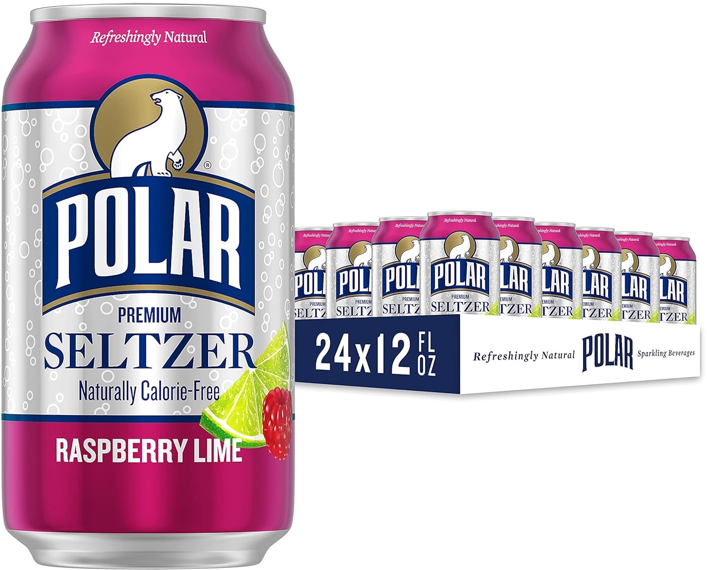 Amazon Deal on Polar Seltzer Water Raspberry Lime, 12 fl oz cans, 24 ...