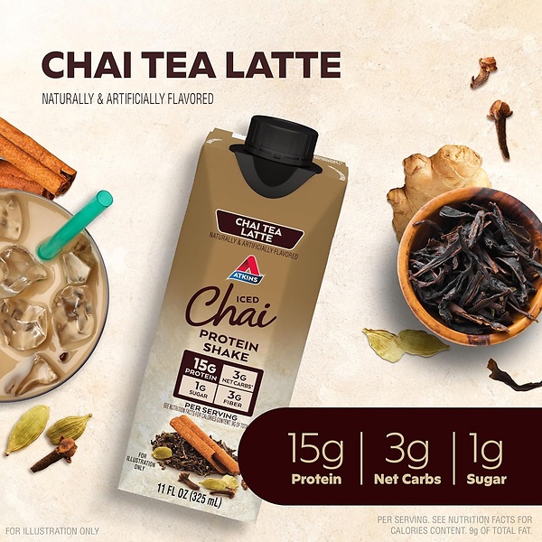 Amazon Deal on Chai Tea Latte Protein Shake, 15g Protein, Low Glycemic ...