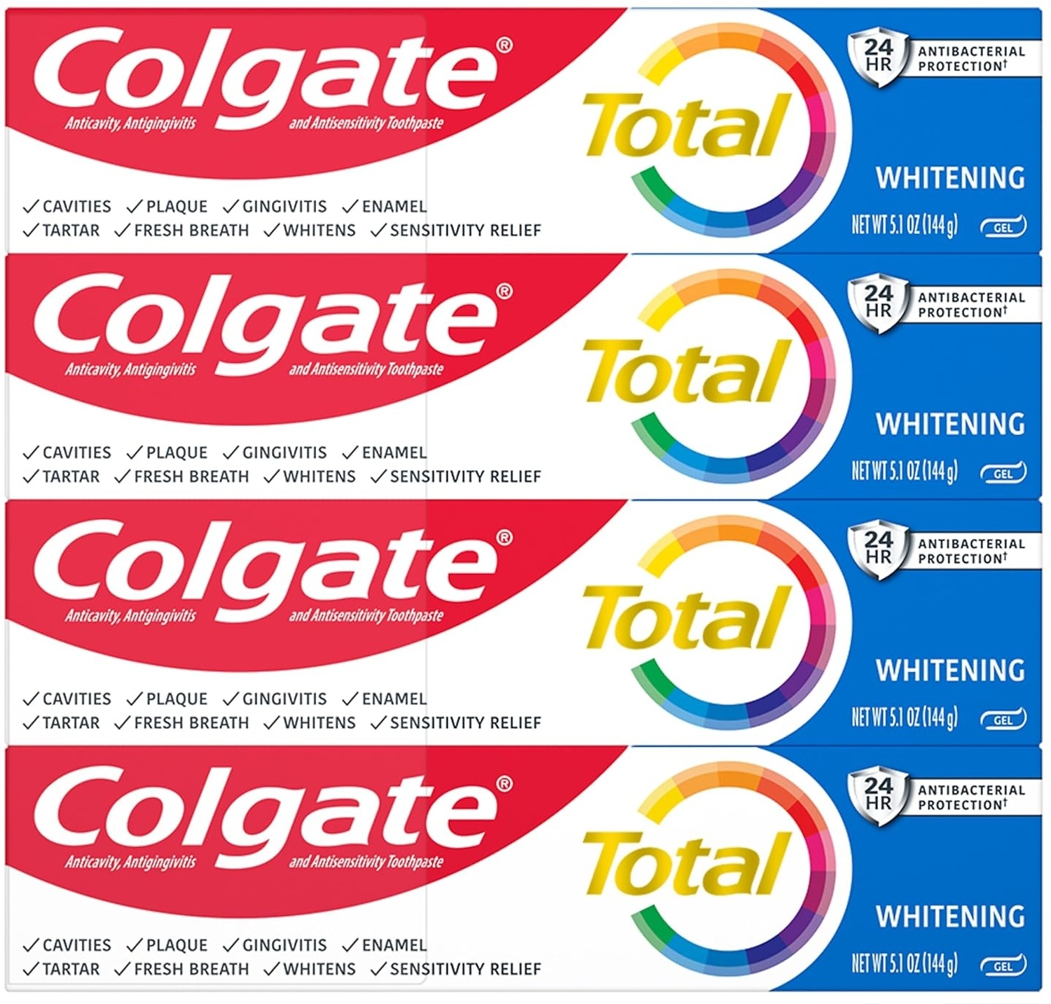 Amazon Deal on Colgate Total Whitening Toothpaste Gel, 4 Pack, 5.1 Oz ...