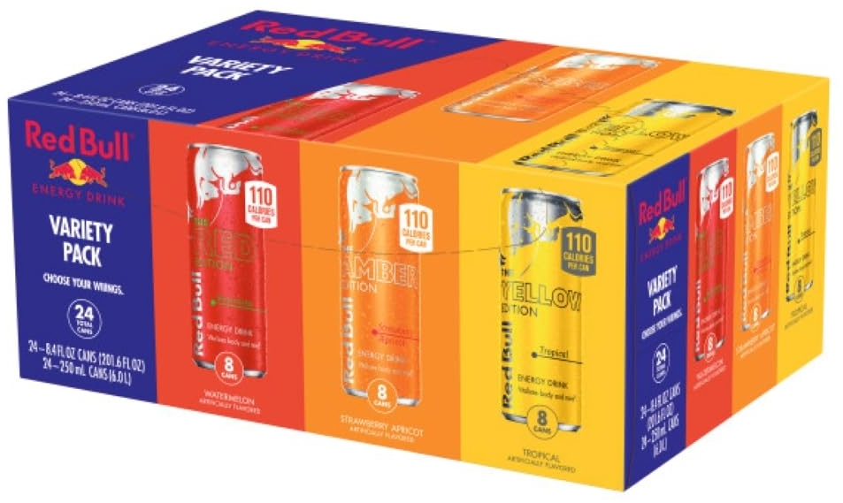 Amazon Deal on Red Bull Energy Drink Variety Pack, Red, Yellow, Amber ...