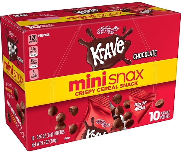 Amazon Deal on Kellogg's Krave Mini Snax, Chocolate Cereal Snacks, 10 ...