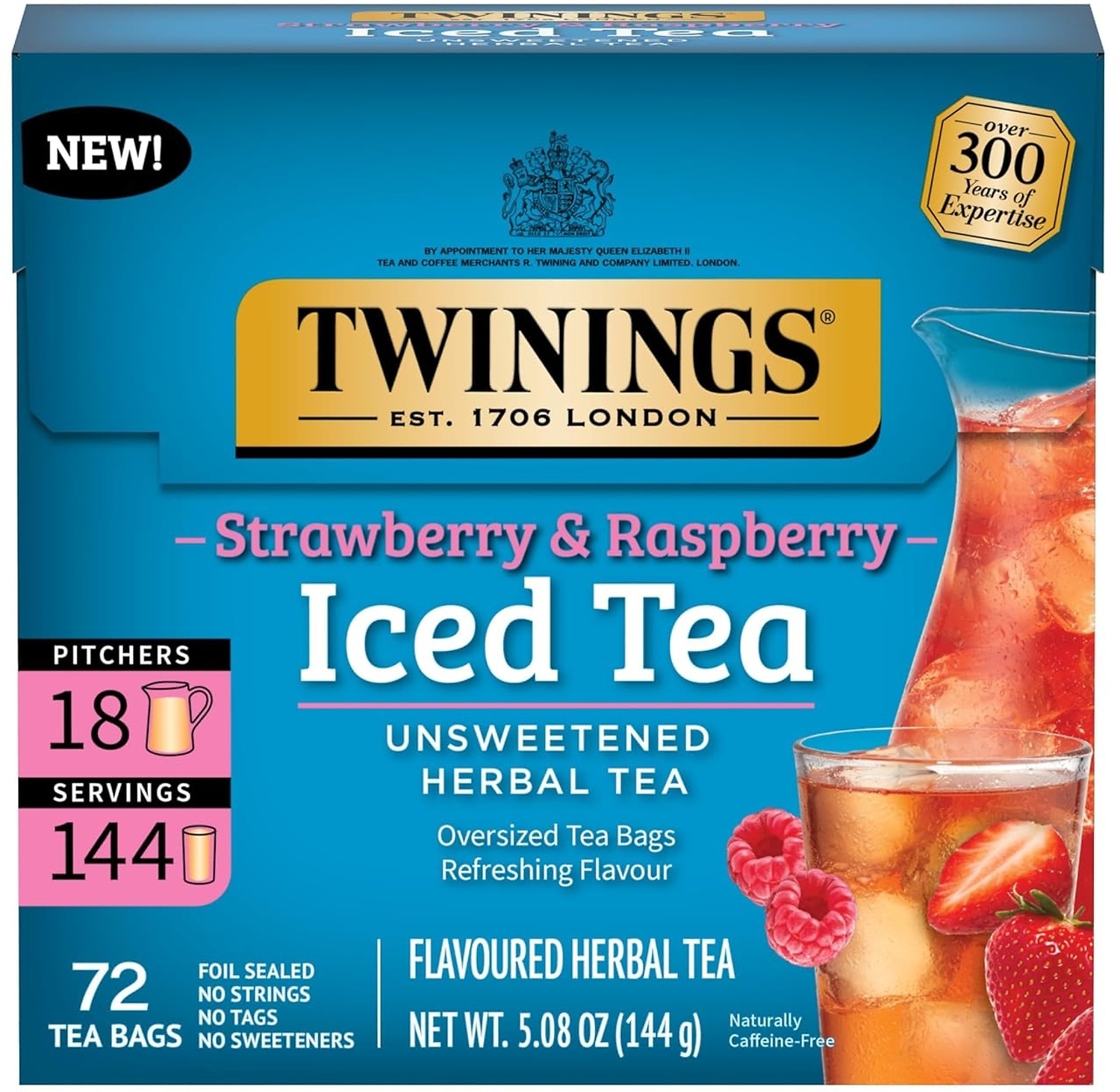 Amazon Deal on Twinings Strawberry & Raspberry Herbal Iced Tea, 72 Bags ...